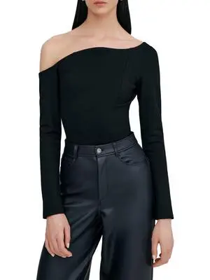 MARCELLA Sylvan One-shoulder Top - Black