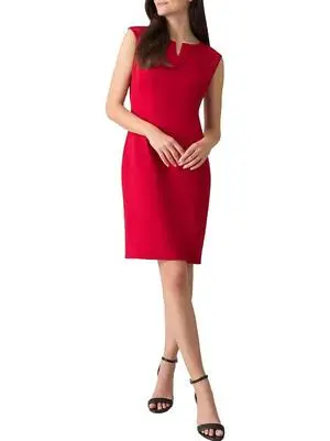 KASPER Notch Neckline Sleeveless Sheath Dress - Fire Red