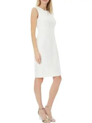 KASPER Notch Neckline Sleeveless Sheath Dress - Vanilla Ice