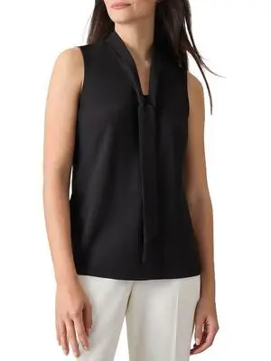 KASPER Sleeveless Tie-neck Top - Black