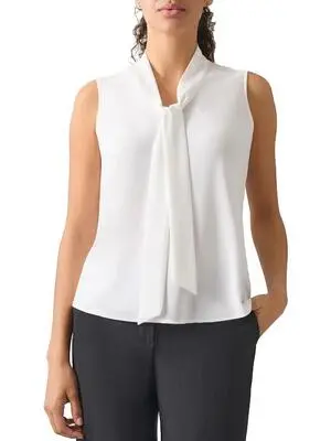 KASPER Sleeveless Tie-neck Top - White