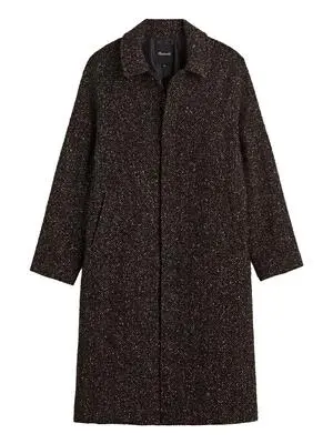 Madewell Raglan-sleeve Topcoat In Italian Herringbone Fabric - Chocolate Multi