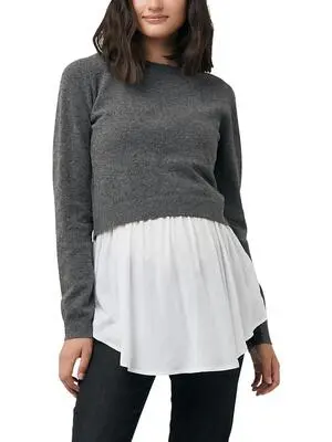 RIPE MATERNITY Sandy Detachable Nursing Knit Sweater - Charcoal Marle