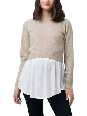 RIPE MATERNITY Sandy Detachable Nursing Knit Sweater - Latte