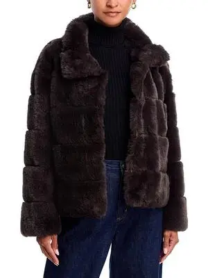 Aqua Eva Faux Fur Jacket Espresso