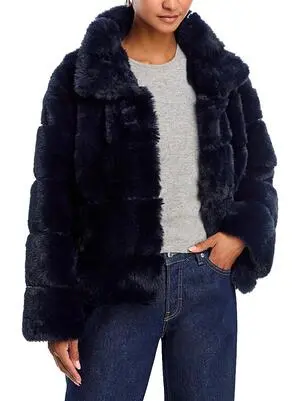 Aqua Faux Fur Jacket - Navy