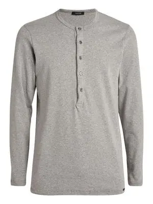 TOM FORD Cotton-blend Lounge Henley Top - Grey