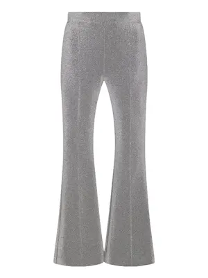 Rosetta Getty Lurex Interlock Pull-on Cropped Flare Trousers - Silver