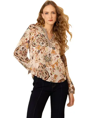 Hale Bob Hale Bob Skye Silk Top Neutral