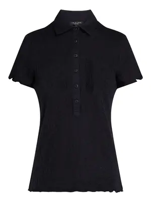 Rag & Bone Rag & Bone Gemma Jacquard-Knit Polo Shirt Black