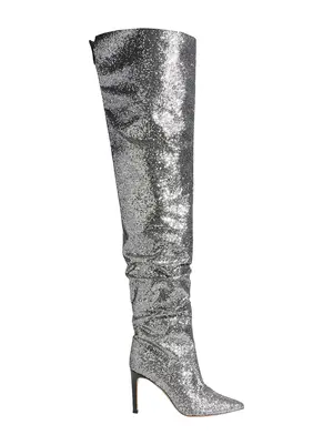 IRO PARIS Glittered Thigh High Boots - Silver