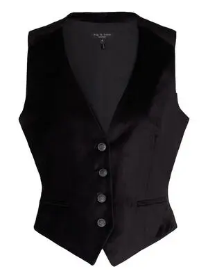 Rag & Bone Priya Cotton-blend Velvet Vest - Black