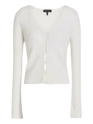 Rag & Bone Dorit Ribbed Merino Wool-blend Cardigan - Ivory
