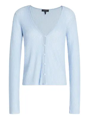 Rag & Bone Dorit Ribbed Merino Wool-blend Cardigan - Light Blue