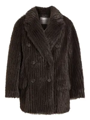 STAND STUDIO Zenni Faux Fur Coat - Dark Brown