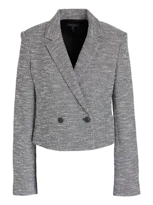Rag & Bone Josie Cropped Bouclé-tweed Blazer - Navy