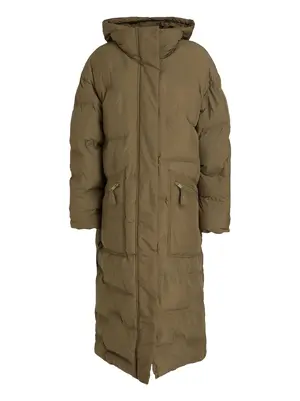 GANNI Quilted Shell Hooded Coat - Army Green