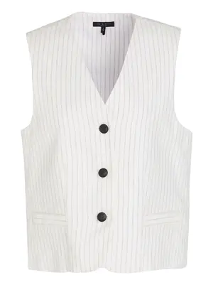 Rag & Bone Erin Striped Twill Vest - White