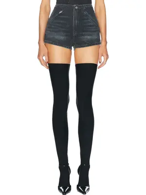 Alexander Wang Hotfix Crystal Moto Mini Short - Black Crackle Indigo