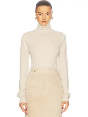 Eterne Etienne Cashmere Turtleneck Sweater - Oatmeal