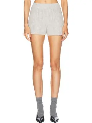 AEXAE Cashmere Blend Cable Knit Shorts - Grey