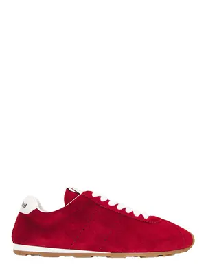 Miu Miu Plume Nylon Scamosciato Sneaker Scarlet