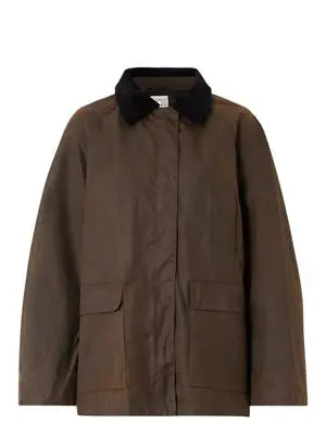 TOTEME Oversized Corduroy-trimmed Waxed Organic Cotton Jacket - Brown