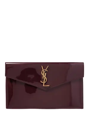 Saint Laurent Uptown Patent-leather Pouch - Burgundy