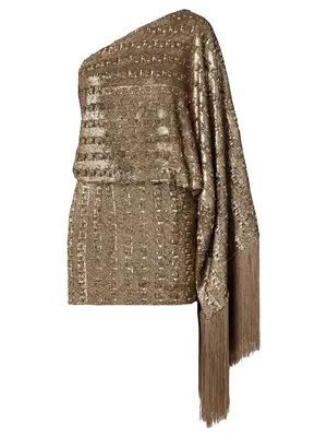 TALLER MARMO Eternity One-sleeve Sequined Mini Dress - Gold