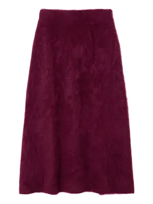 LISA YANG Asta Brushed-cashmere Midi Skirt - Burgundy