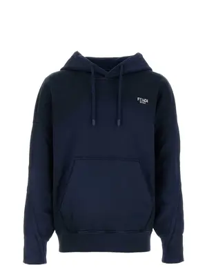 Fendi Logo-lettering Hoodie - Blue