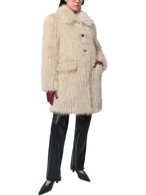 Apparis Long-collar Faux-fur Coat - Neutrals