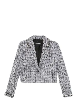 Karl Lagerfeld Faux Pearl-embellished Bouclé Jacket - Black