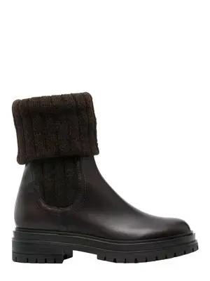 GIANVITO ROSSI Tenney Ribbed-knit Chelsea Boots - Brown