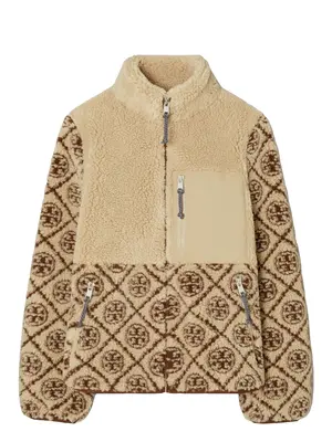 Tory Burch T Monogram Fleece Jacket - Neutrals