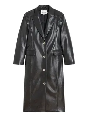 Apparis Lauren Single-breasted Leather Coat - Black