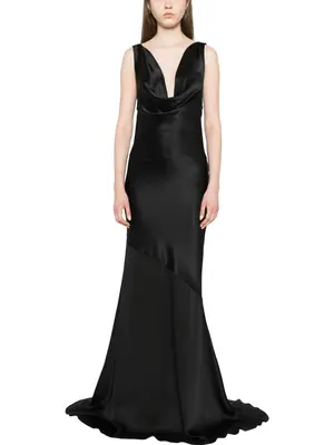 Kiki De Montparnasse Deep Cowl Neck Dress - Black