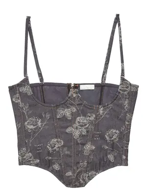 Fleur Du Mal No Cup Jacquard Bustier - Blue
