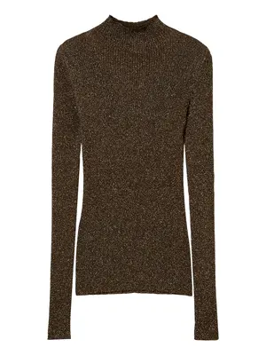 TWINSET High-neck Lurex Sweater - Brown