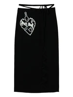 TWINSET Jacquard Knit Midi Skirt - Black