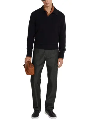 Zegna Oasi Cashmere Polo Shirt - Black
