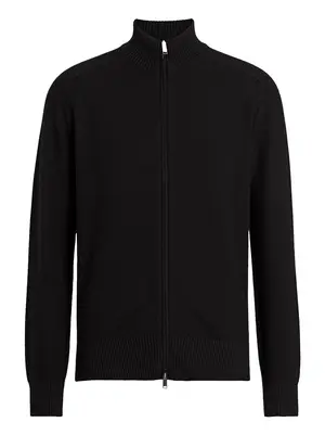 Zegna Cashseta Zip-up Cardigan - Black