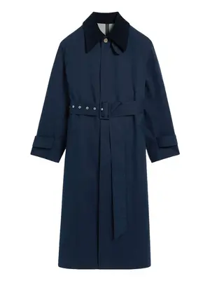 Ami Belted Cotton Trench Coat - Blue