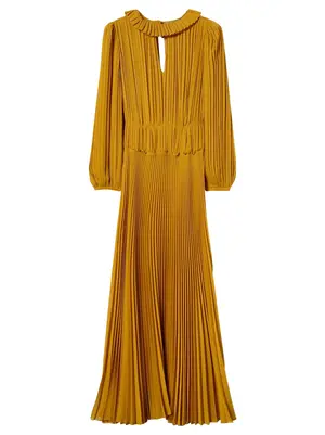 TWINSET Pleated Georgette Dress - Yellow