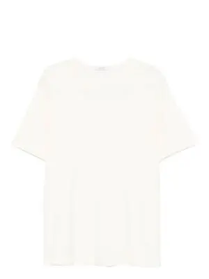 LEMAIRE Ribbed U-neck T-shirt - Neutrals