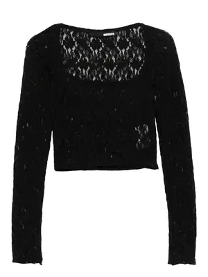 ROTATE BY BIRGER CHRISTENSEN Lace Long-sleeve Top - Black