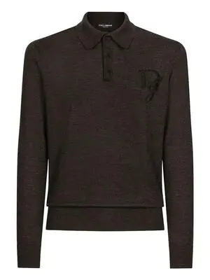 Dolce & Gabbana Logo-embroidered Cashmere Polo Shirt - Grey