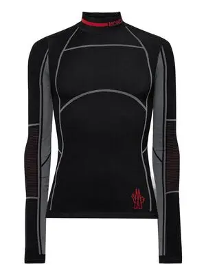 Moncler Logo-jacquard Stretch-knit Ski Base Layer - Black