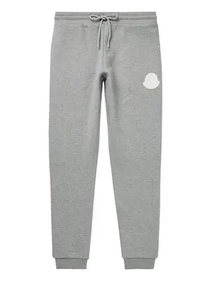 Moncler Slim-fit Tapered Logo-appliquéd Cotton-jersey Sweatpants - Gray