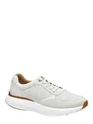 Johnston & Murphy Briley Perforated Sneaker - Ivory Full Grain
